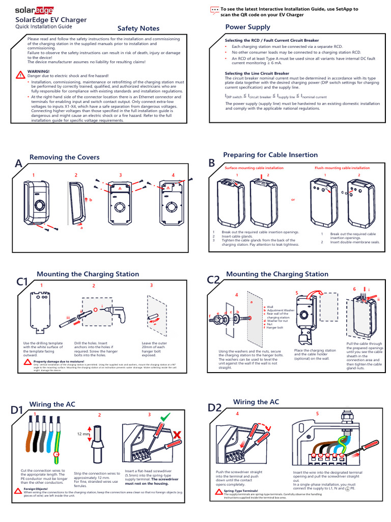 SolarEdge EV Charger Installation Guide | PDF | Power Supply | Battery ...