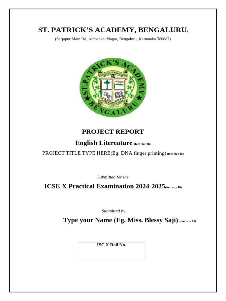 ICSE Eng Pro Frontpage | PDF
