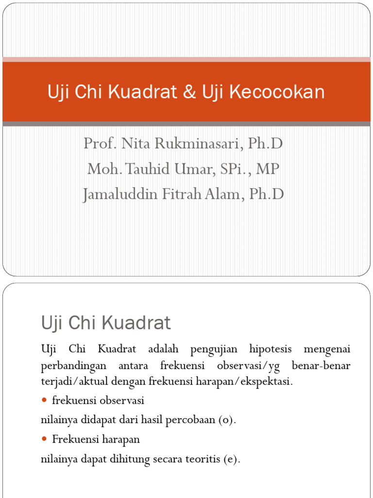 Uji Chi Kuadrat Uji Kecocokan 2024 | PDF | Metode & Bahan Ajar