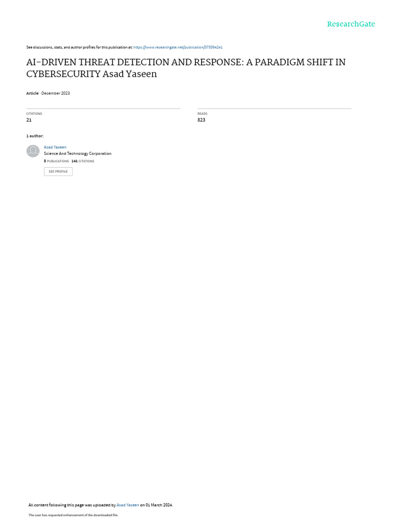 Ai-Driven Threat Detection and Response: A Paradigm Shift in ...