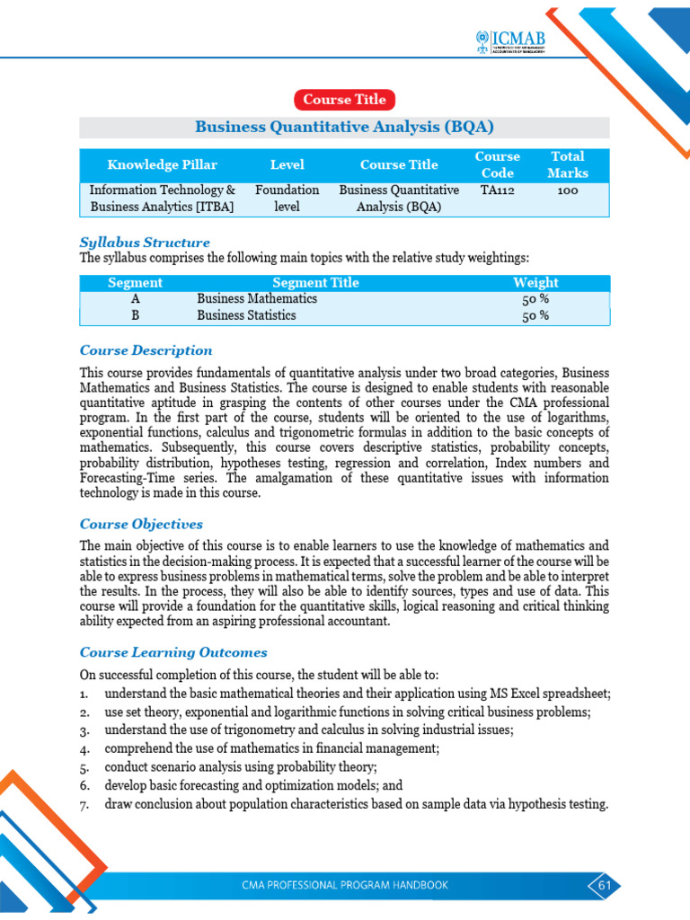 TA112_-BQA | PDF | Statistics | Mathematics