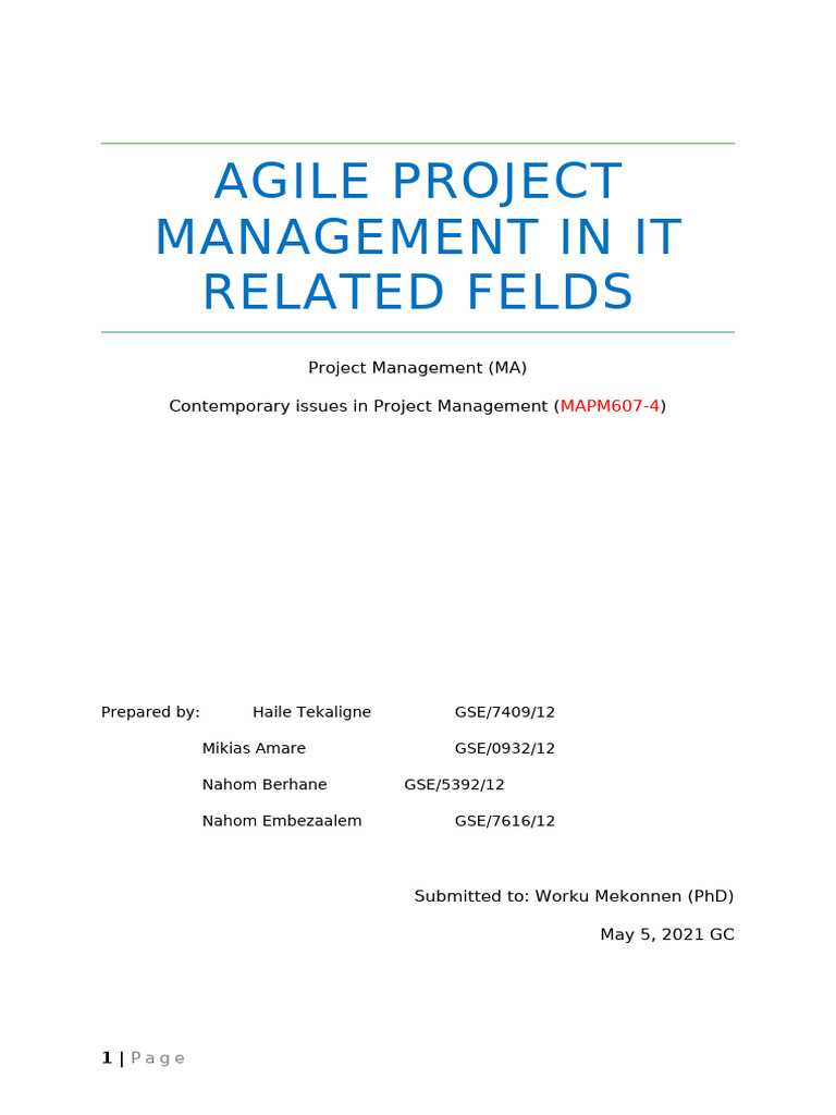 Agile PM in IT | PDF | Project Management | Agile Software Development