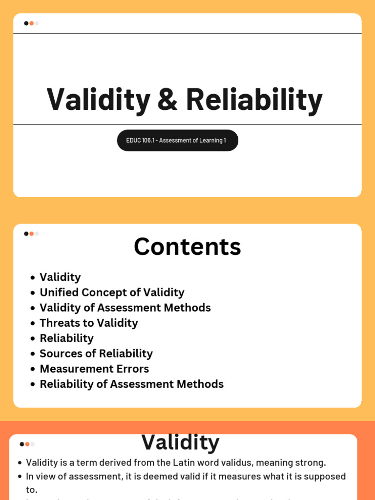Validity & Reliability in Education | PDF | Educational Assessment ...