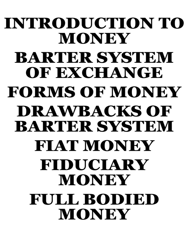 Introduction To Money | PDF