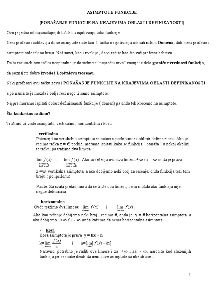 Asimptote Funkcija | PDF