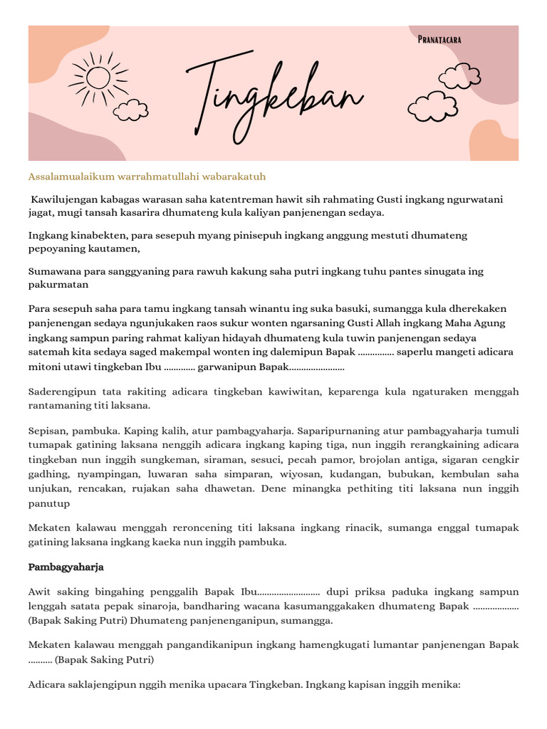 Pranatacara Tingkeban | PDF | Agama & Spiritualitas
