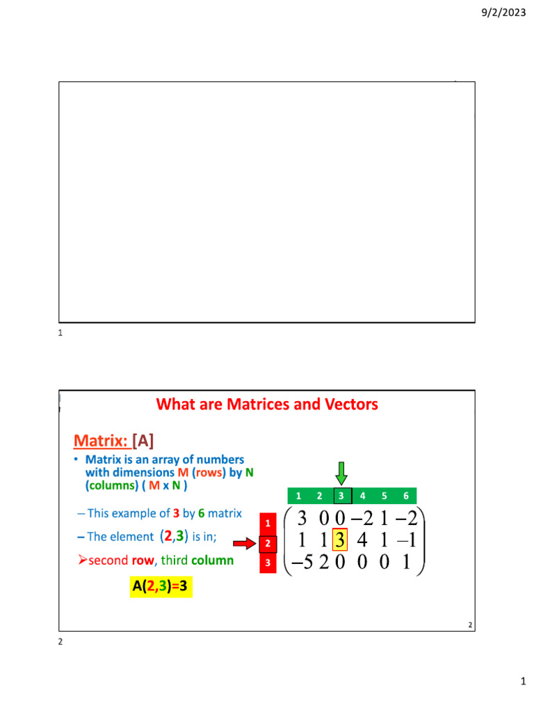 Lecture Note-Chapters 2-Review On Matrix Algebra | PDF