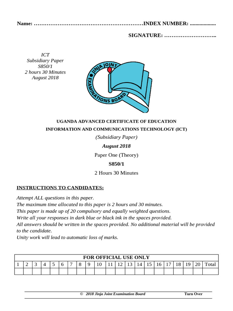 Uganda ICT Advanced Certificate Exam 2018 | PDF | Computer Network | Information And ...