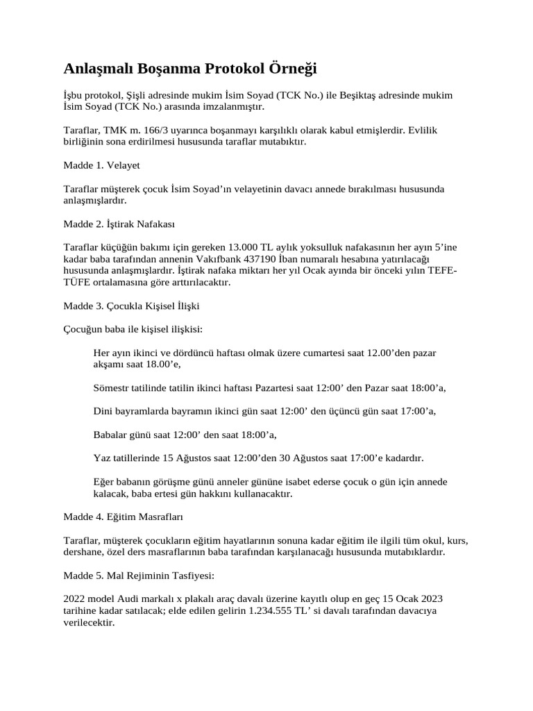 Anlasmali Bosanma Protokolu Ornegi | PDF
