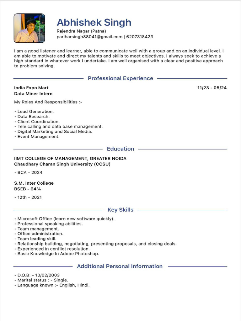Abhishek Curriculum Vitae | PDF