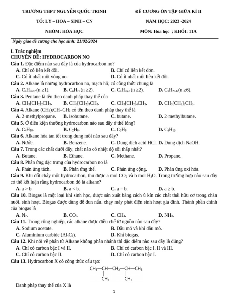 GK2. 11A đề cương. 2024 | PDF