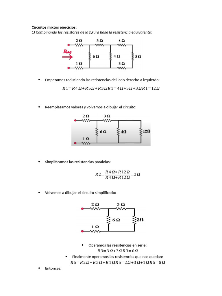 Circuitos Mixtos Ejercicios | PDF | Resistencia Eléctrica y Conductancia | Metrología