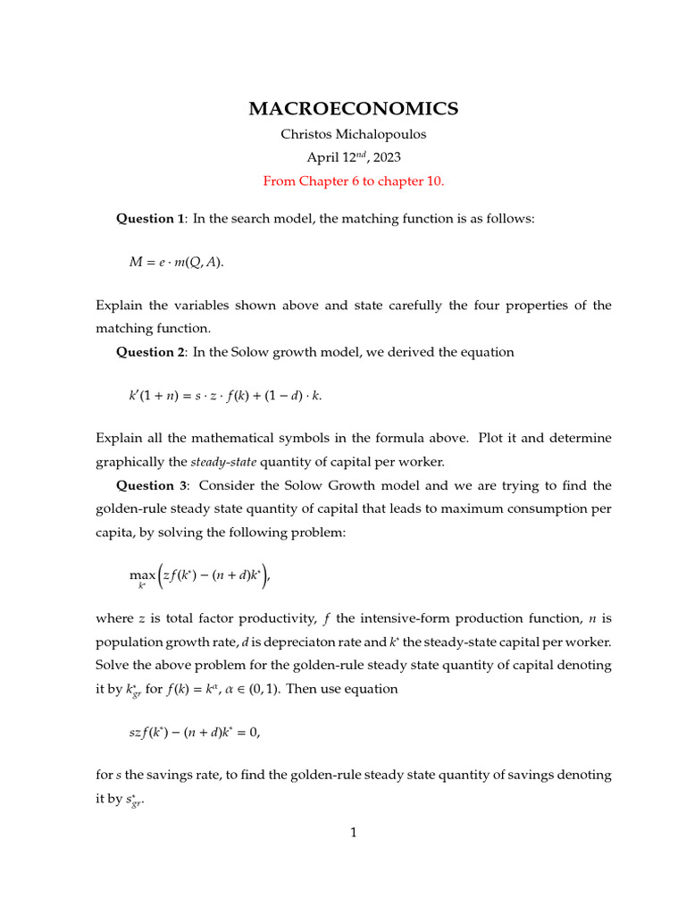 Key Concepts in Macroeconomics Analysis | PDF | Interest | Equations