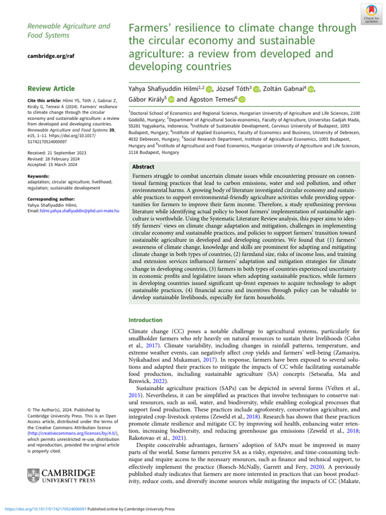 Farmers Resilience To Climate Change Through The Circular Economy and ...