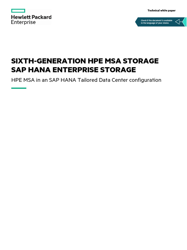 Sixth-Generation HPE MSA Storage For SAP HANA Enterprise Storage-A00115992enw | PDF | Backup ...