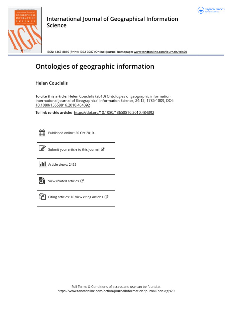 Ontologies of Geographic Information | PDF | Ontology | Concept