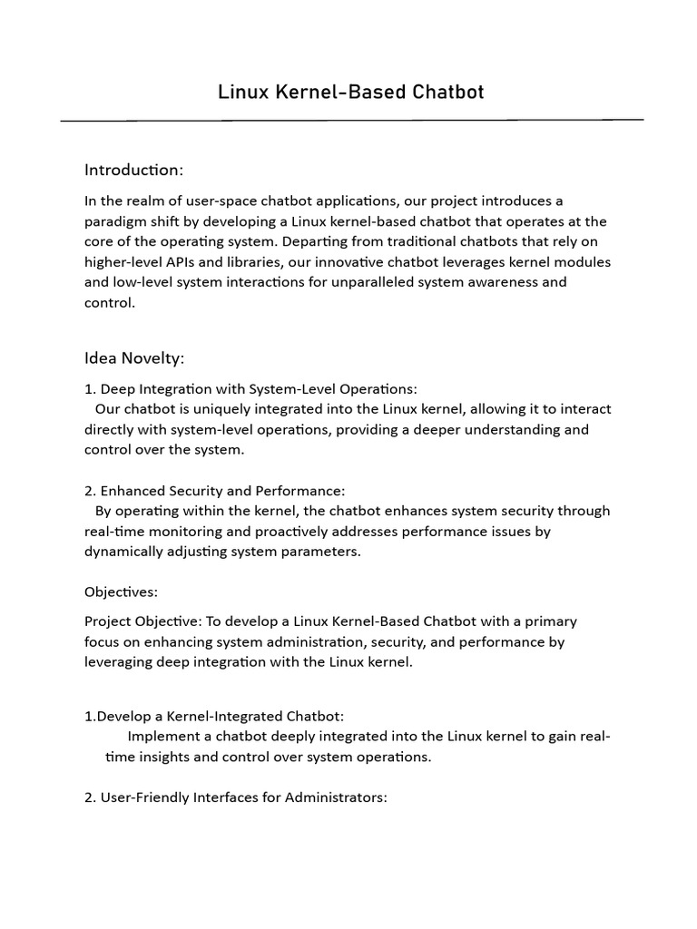 CYBER CHATBOT KERNEL BASED | PDF | Linux | Kernel (Operating System) CYBER CHATBOT KERNEL BASED | PDF | Linux | Kernel (Operating System)