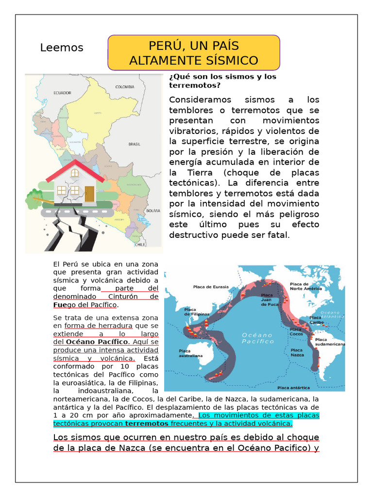 Perú: Un país sísmico y su actividad | PDF | Temblores | Placas tectónicas