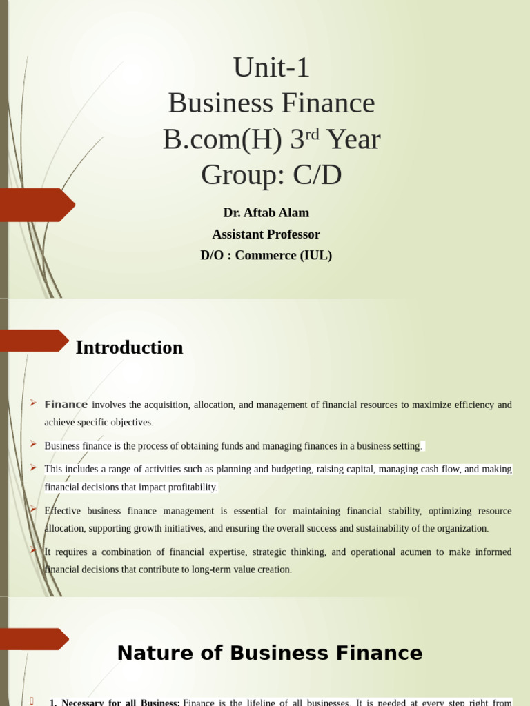 Unit 1 (Business Finance) | PDF | Dividend | Time Value Of Money