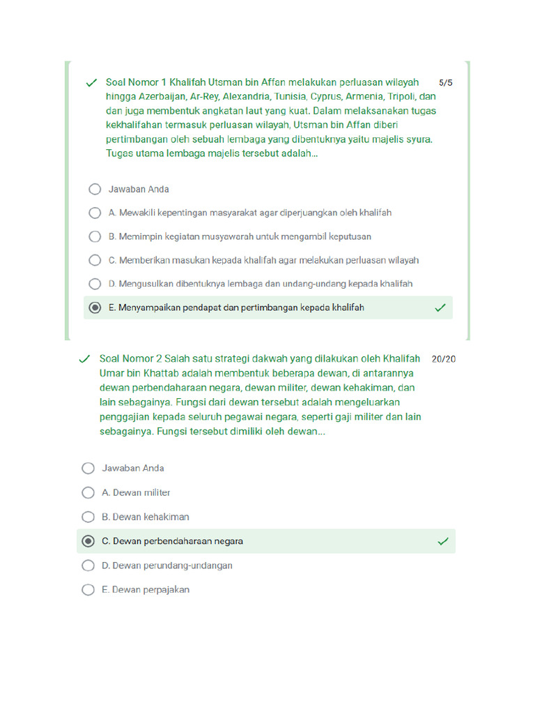 Latihan Soal SKI | PDF