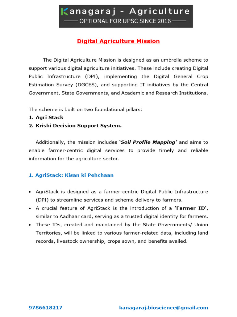 Digital Agriculture Mission | PDF | Agriculture | Decision Support System