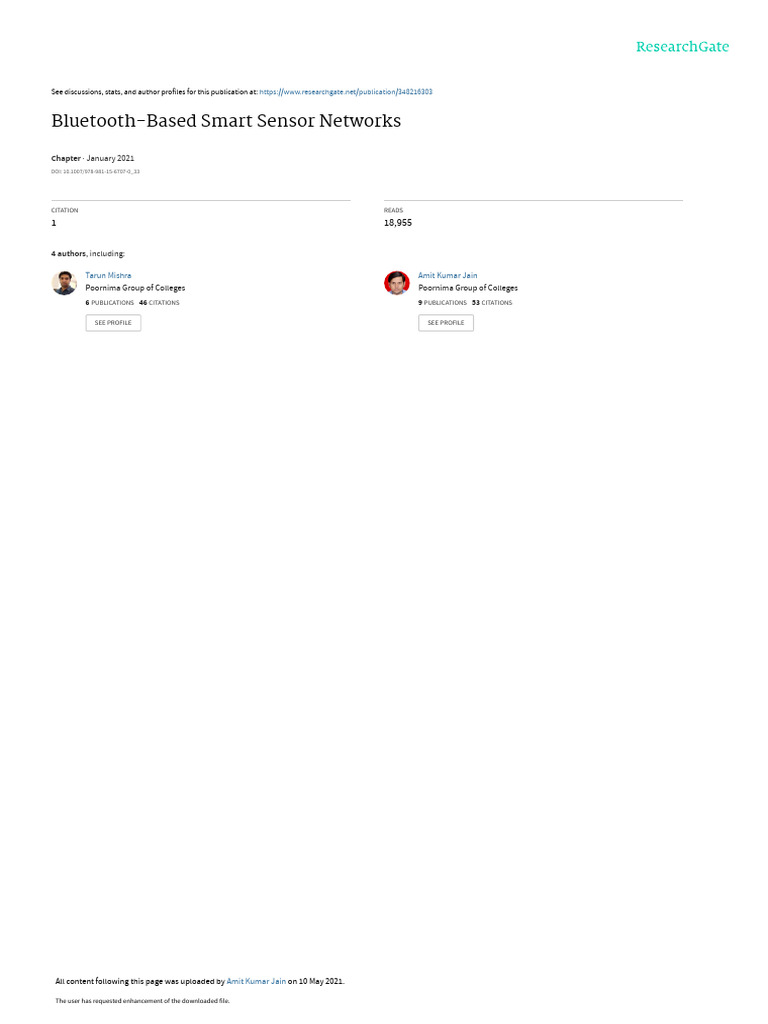 Bluetooth Smart Sensor Networks Overview | PDF | Bluetooth | Computer Network