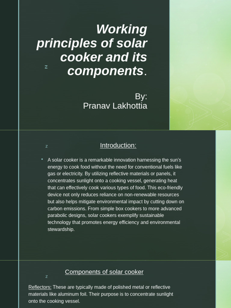 Working Principles of Solar Cooker and Its Components | PDF | Solar ...