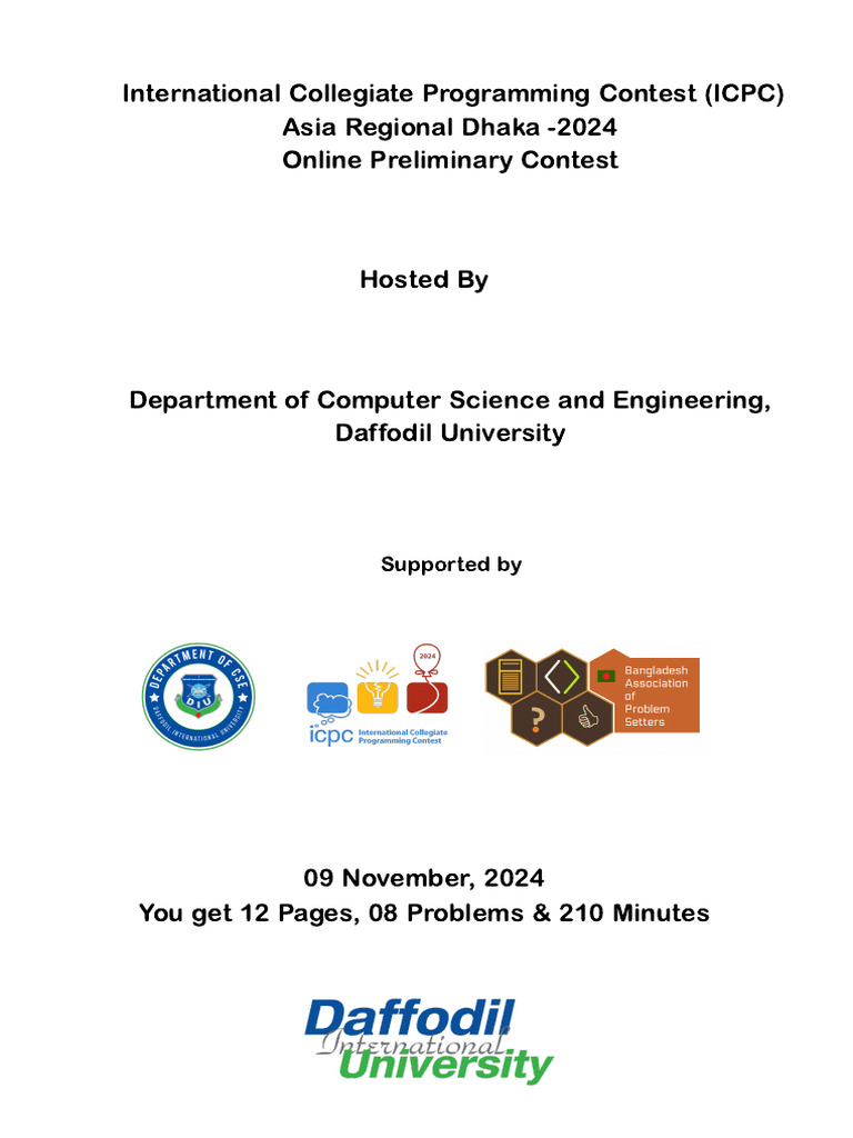 Icpc Preli Online 2024 C4asujje | PDF | Abstract Algebra | Mathematics