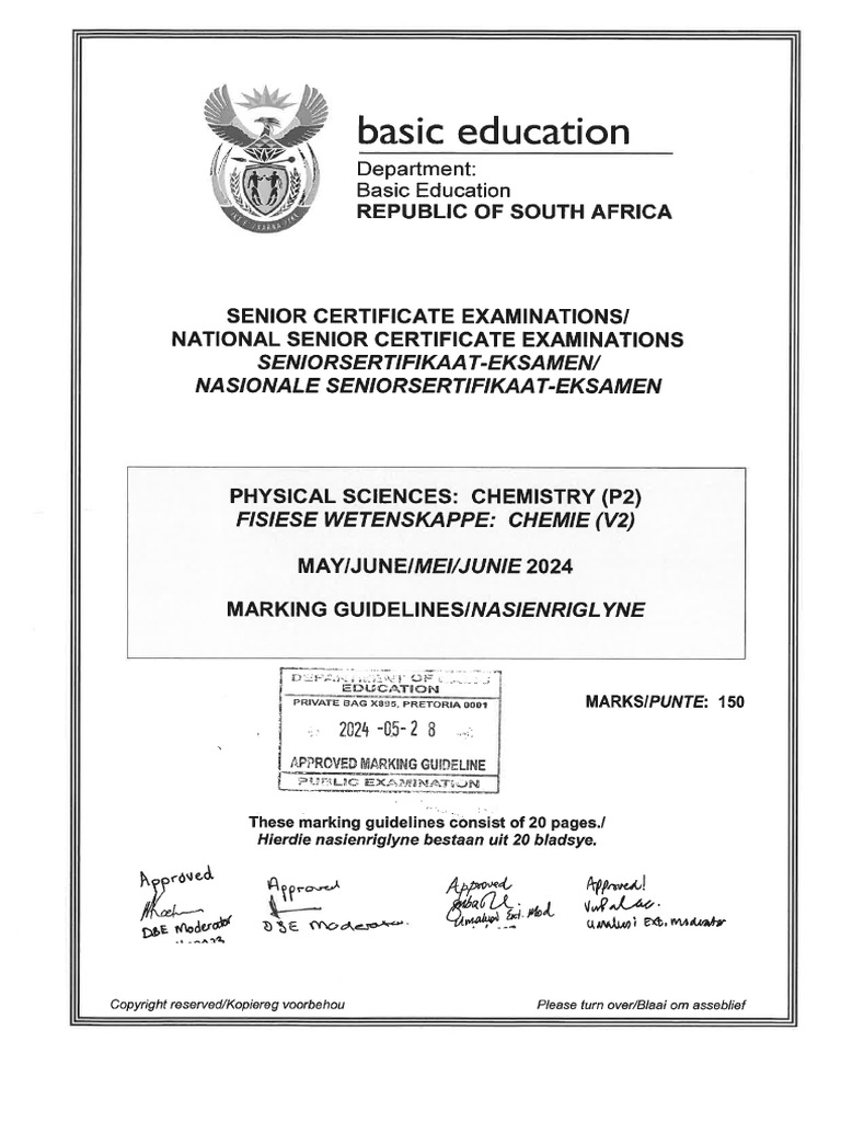 Physical Sciences P2 May-June 2024 Approved Marking Guideline | PDF