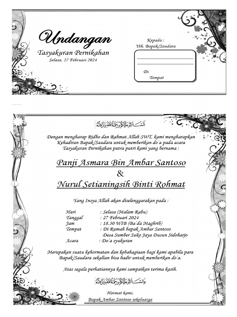 Undangan Yasinan | PDF