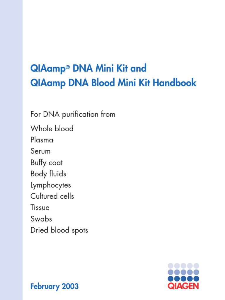 QIAamp DNA Mini Kit and QIAamp DNA Blood Mini Kit Handbook | PDF | Gel Electrophoresis | Qiagen
