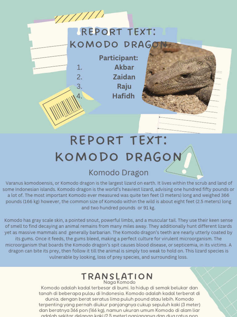 Report Text: Komodo Dragon | PDF | Komodo Dragon | Lizard