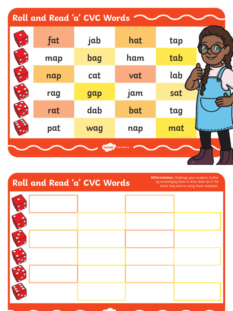 Roi Eng 1642962216 Roll and Read A CVC Words Mat - Ver - 1 | PDF