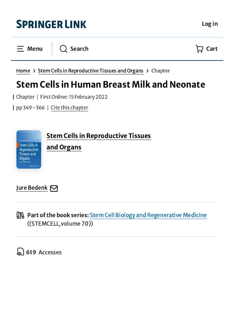 Stem Cells in Human Breast Milk and Neonate - SpringerLink | PDF ...
