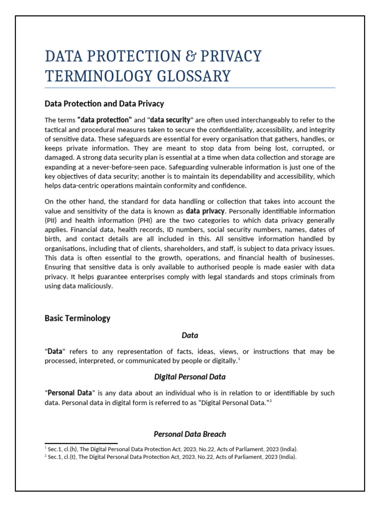 Data Protection & Privacy Terminology Cheat Sheet | PDF | Privacy ...