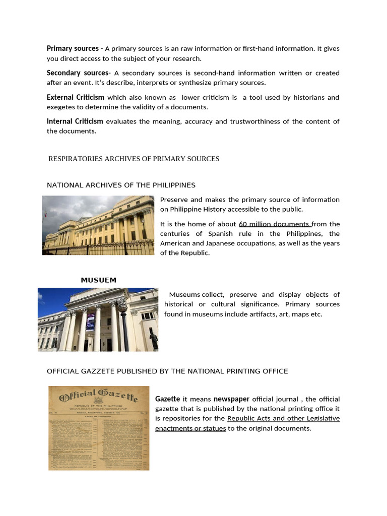 Handouts Primary and Secondary Sources | PDF