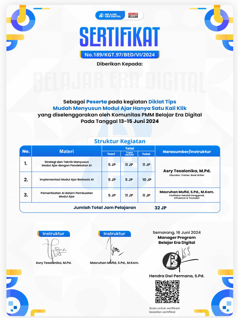Sertifikat - Markus Ira'ang, S.Pd. | PDF