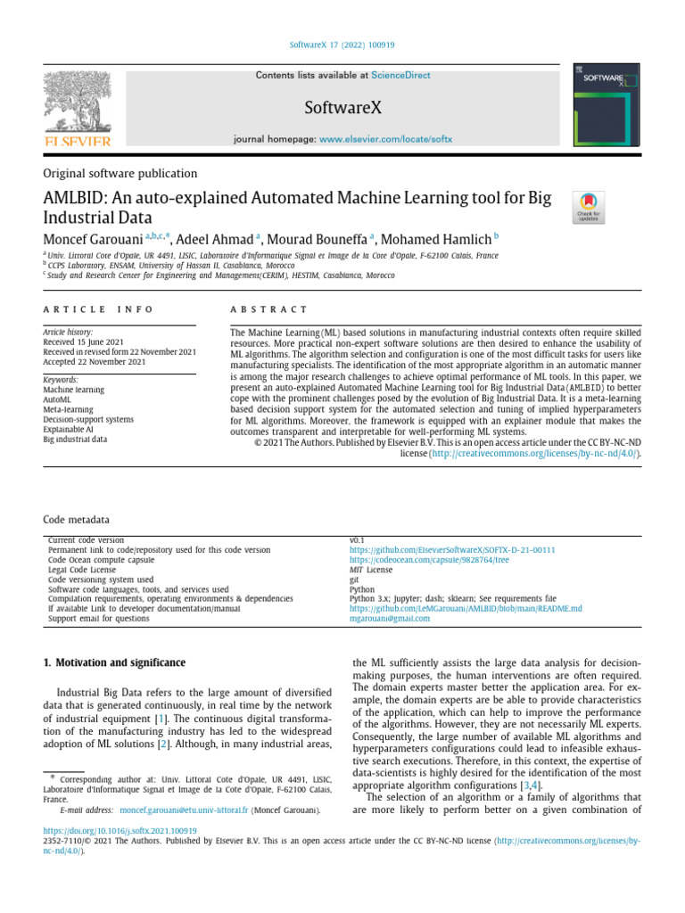 AutoML Tool for Big Industrial Data | PDF | Machine Learning | Support ...