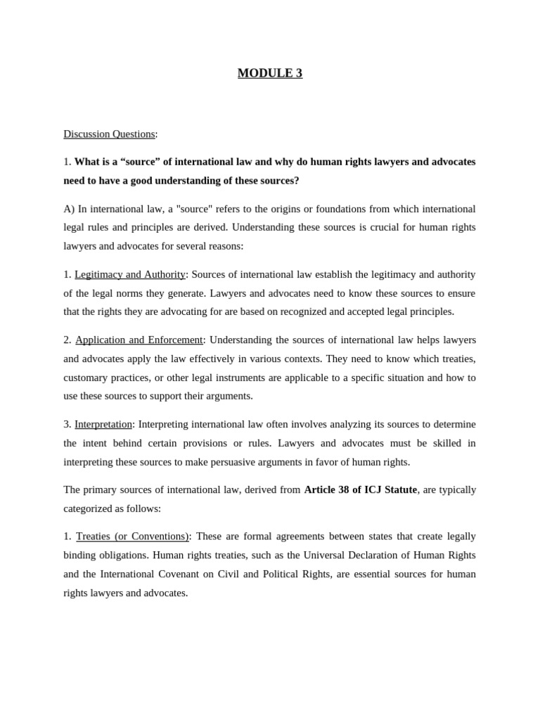 MODULE 3 HRLT Answers | PDF | International Law | Treaty