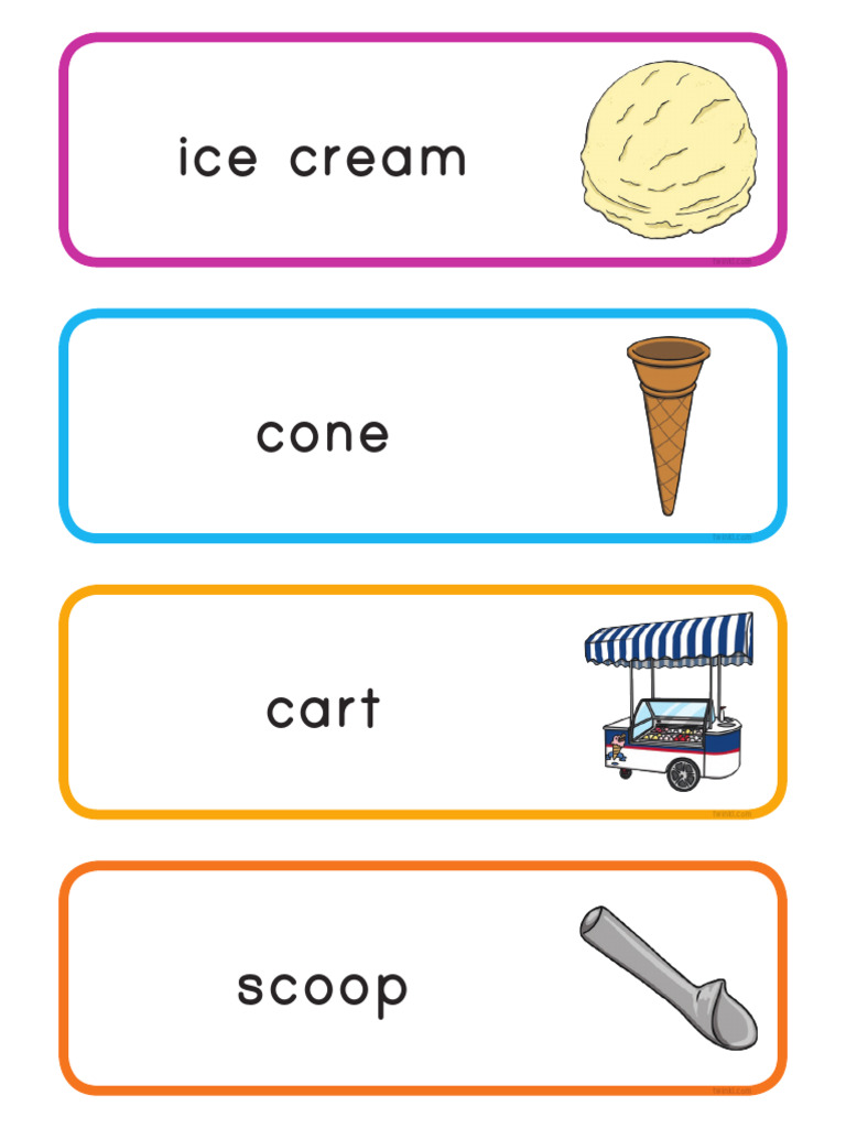 Us T T 1131 Ice Cream Shop Word Cards - Ver - 1 | PDF
