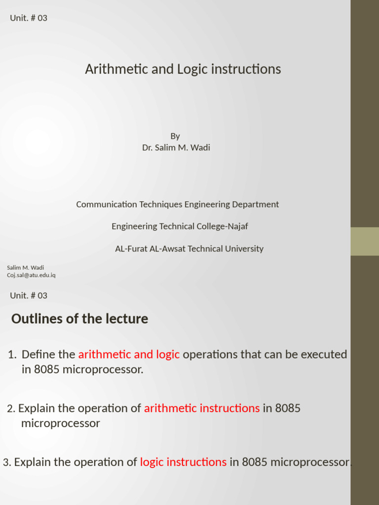 Unit 3 Arithmetic and Logic Operation | PDF | Computer Architecture ...