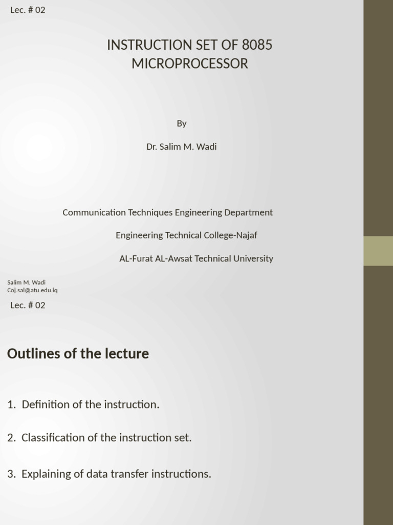 Unit 2 INSTRUCTION SET OF 8085 MICROPROCESSOR | PDF | Central Processing Unit | Assembly Language