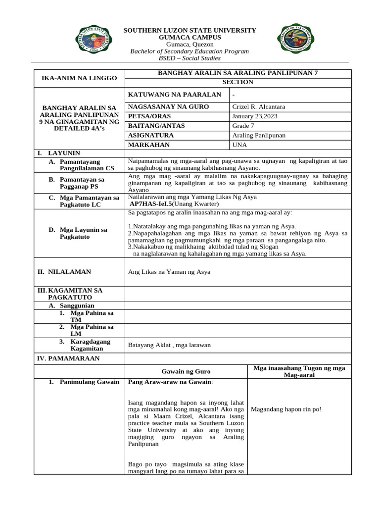 Detailed Lesson Plan Huhu | PDF