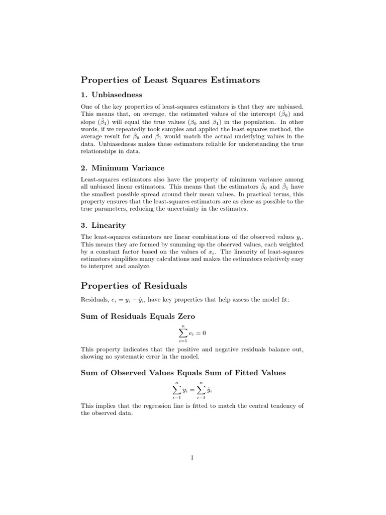 properties | PDF | Errors And Residuals | Least Squares