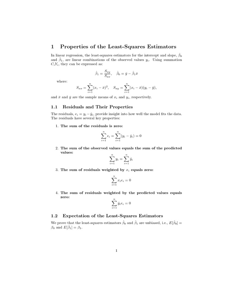 Properties of Least Square Estimation | PDF | Errors And Residuals | Least Squares