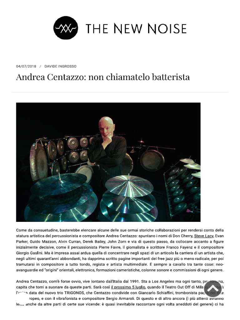 Andrea Centazzo - Non Chiamatelo Batterista - The New Noise | PDF