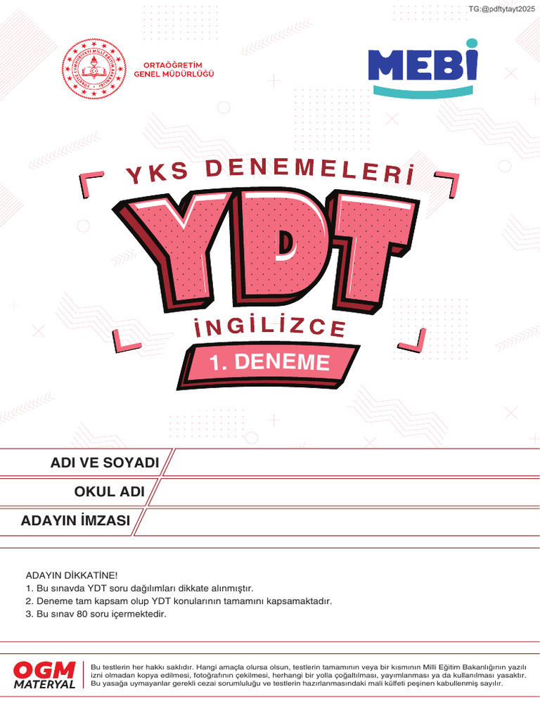 2025 Mebi̇ Ydt 1 | PDF