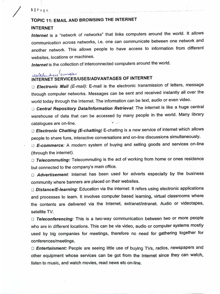 Email and Browsing The Internet Notes | PDF