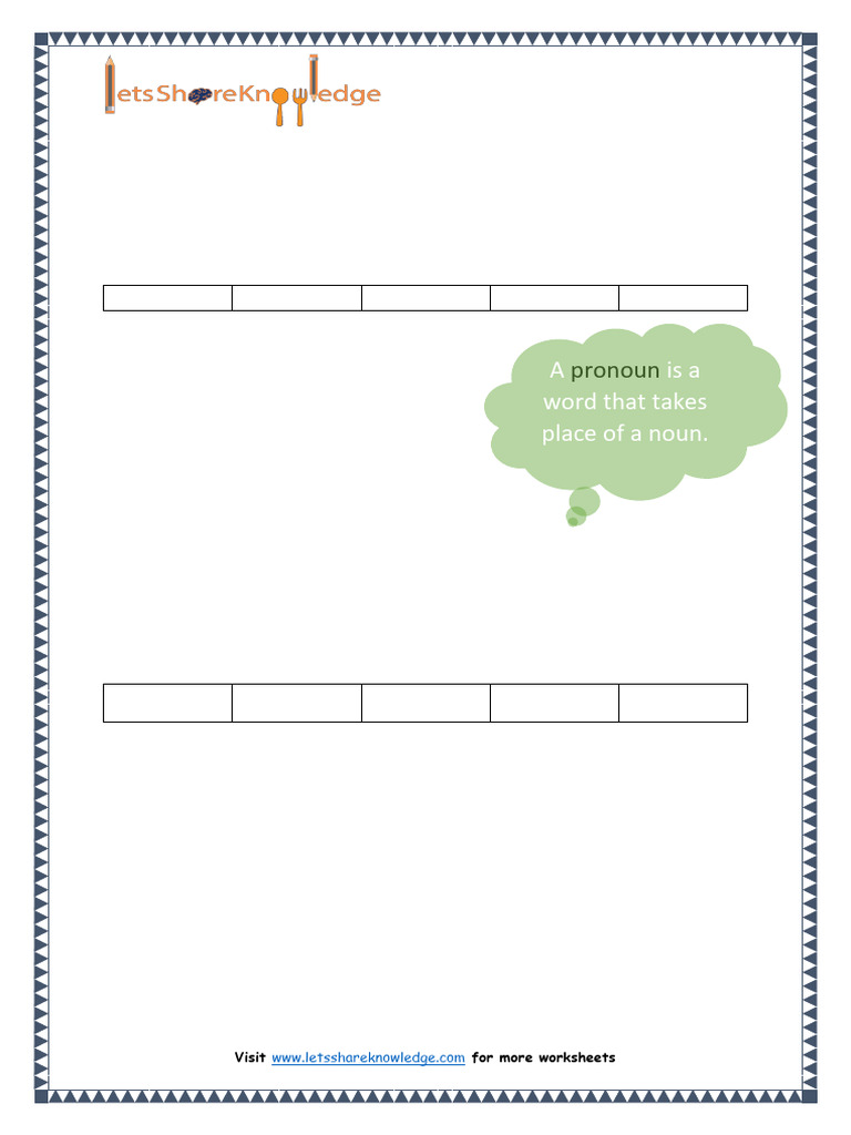 Grade 1 Pronoun Worksheet | PDF | Language Arts & Discipline