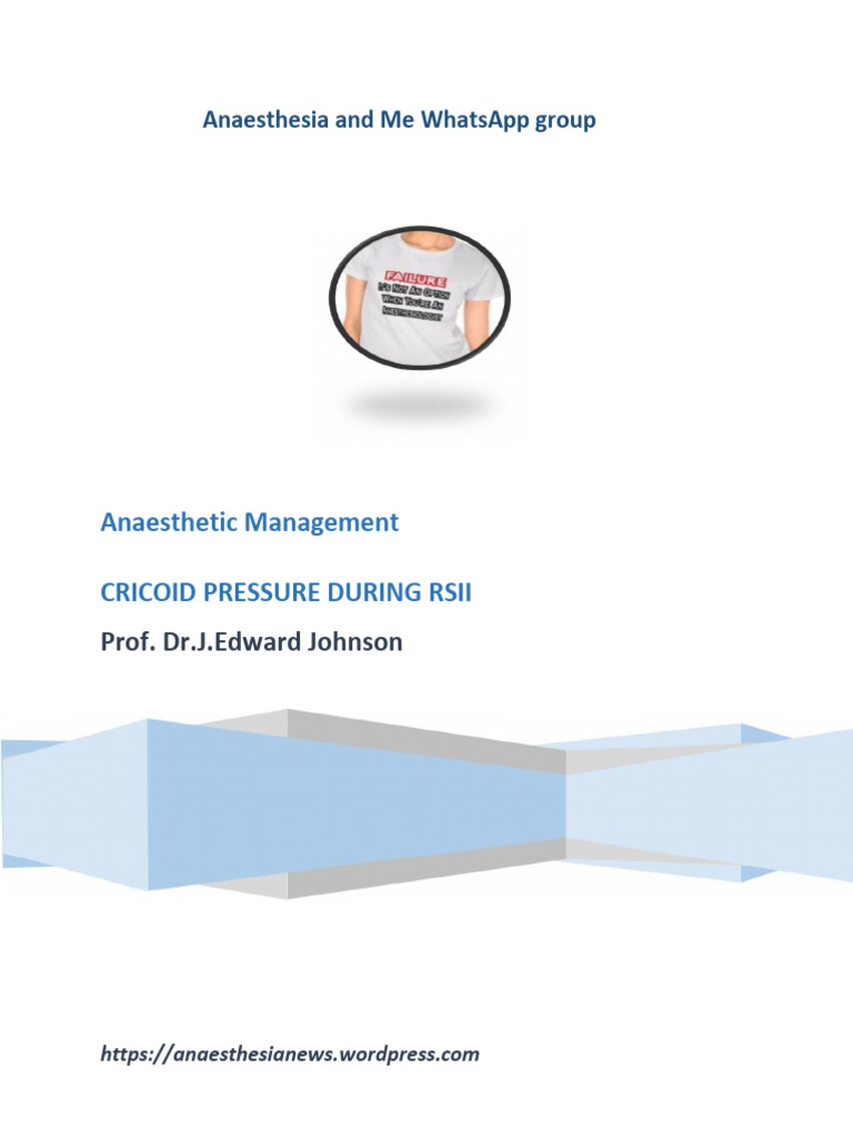 Cricoid Pressure in Rapid Sequence Intubation | PDF | Esophagus ...